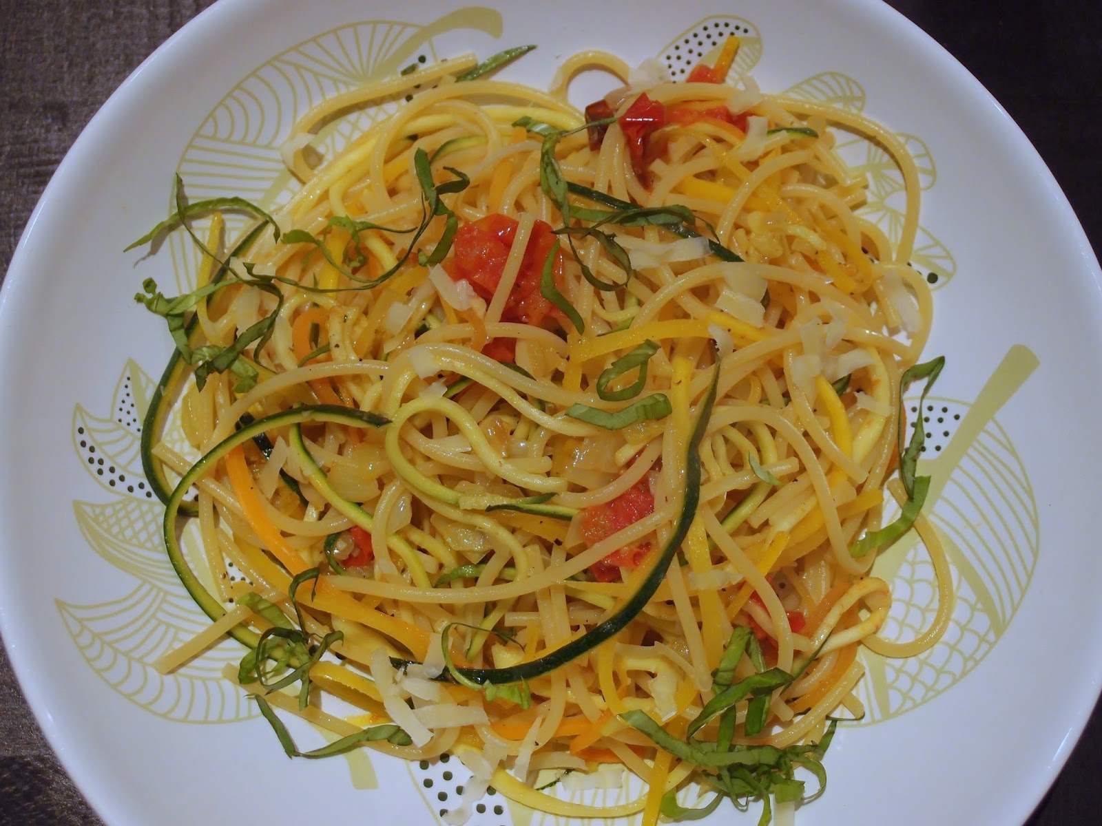 The VegHog: Courgette and carrot strings with spaghetti