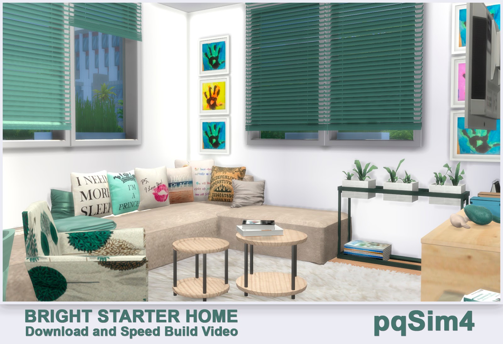 Bright Starter Home. Sims 4 Download and Speed Build Video.