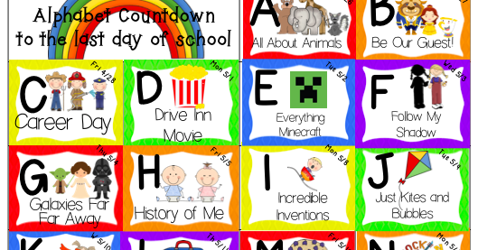 Alphabet Countdown To The Last Day of Kindergarten (2017 edition) - I ...