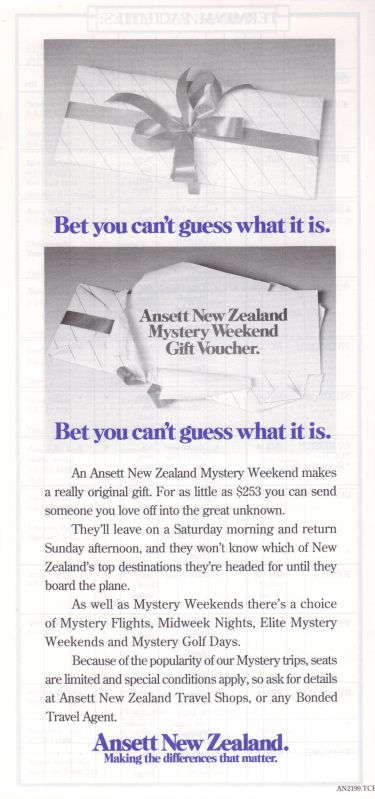 Airline memorabilia: Ansett New Zealand (1994)