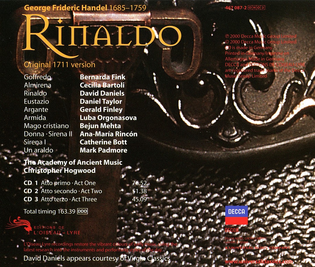 makdelart - classique: Handel - Rinaldo (Christopher Hogwood) [3CDs]
