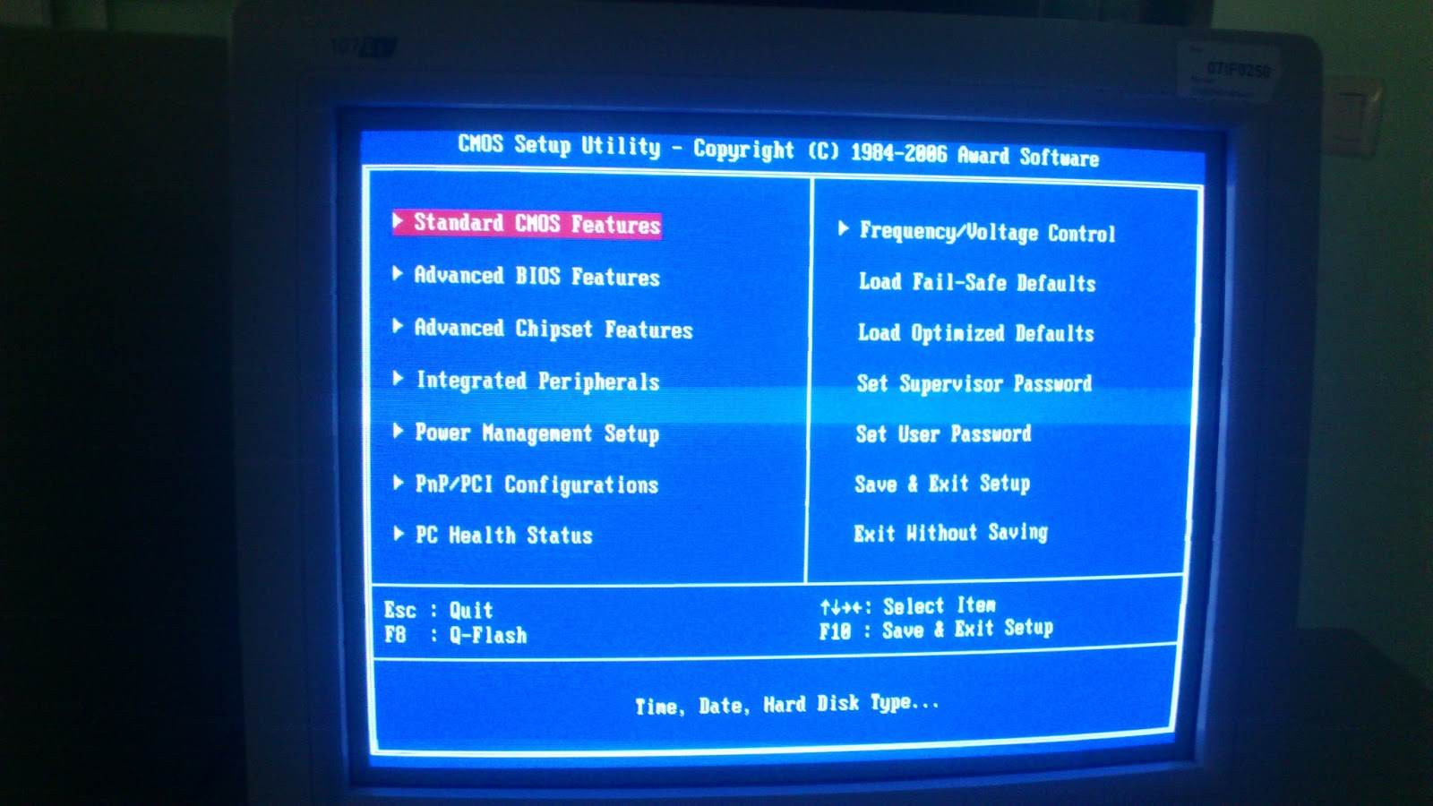 mantenimiento y montaje: Bios (C) 1984-2006 Award Software