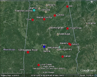 Meteorite Maps and Impact Craters - Worldwide: Alabama Meteorites Map