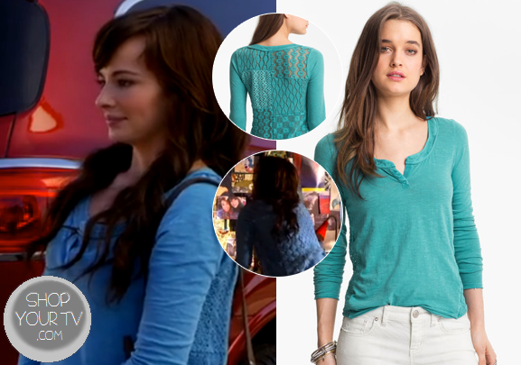 Awkward: Season 3 Episode 18 Jenna's Blue Sheer-Back Henley | Shop Your TV