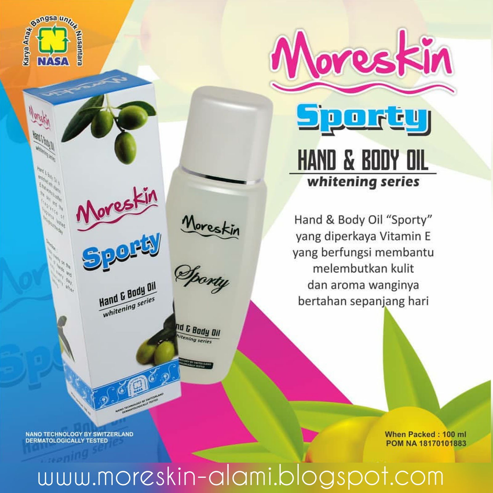 MORESKIN HAND & BODY OIL SPORTY - MORESKIN COSMETIC SKIN CARE NASA