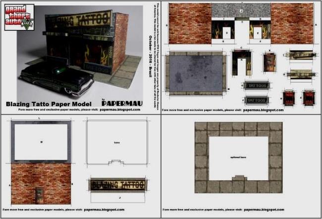 PAPERMAU: GTA V - Blazing Tattoo Shop Paper Model - by PapermauDownload ...
