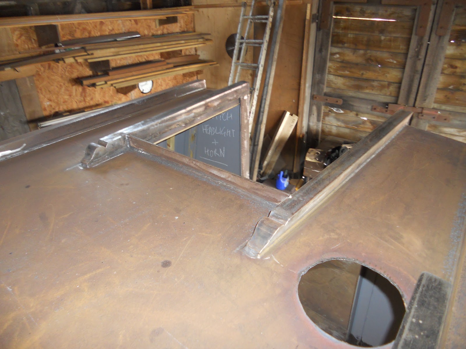 Harris & Watson Narrowboat Build: Back end details. Hatch slide runners