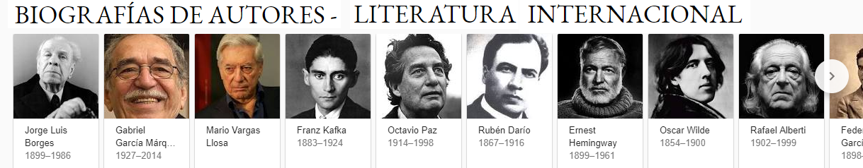 BIOGRAFÍAS DE AUTORES - LITERATURA INTERNACIONAL