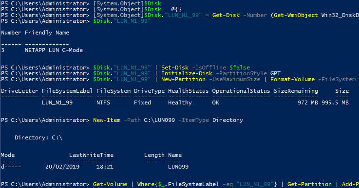 How to Get LUN ID and Mount New RAW LUN in a Folder - Windows Server 2016