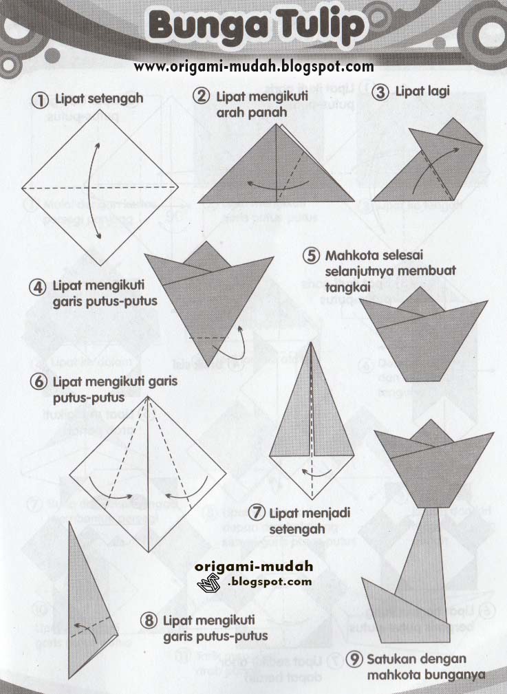 Cara Mudah Membuat Origami Bunga Tulip