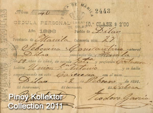 Pinoy Kollektor: 16. CEDULA during the Revolution