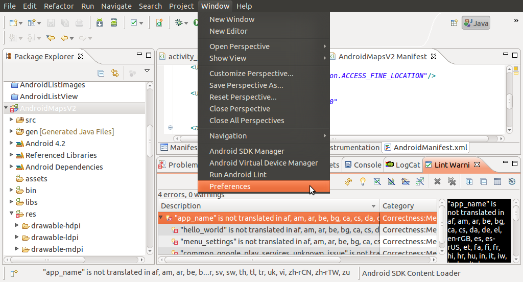 Android Er Turn Off Lint Error Checking