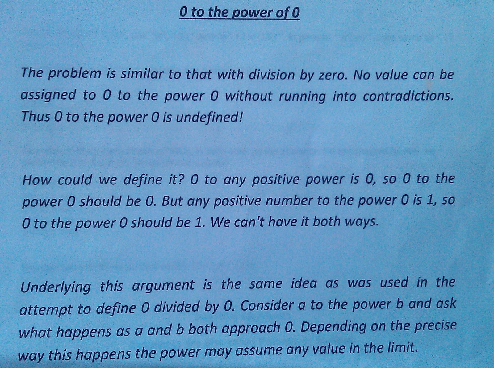 Mr James' Mathsworld: It's all about nothing...powers of nothing...