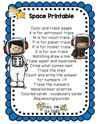 Space Printable ~ Preschool Printables