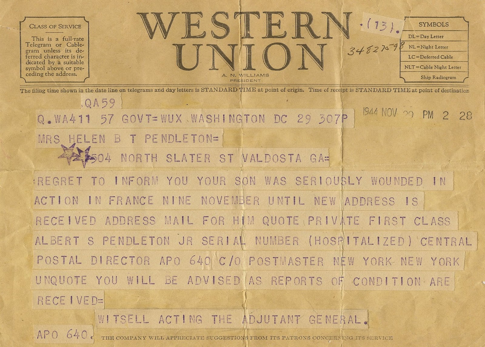 The Pendleton Genealogy Post: Military Monday - The Dreaded Telegram