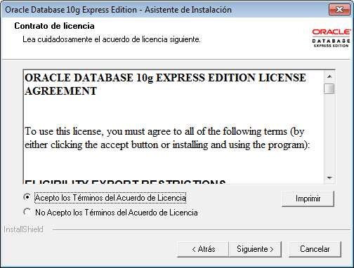 Base De Datos Oracle Database 10g Express Edition Xe