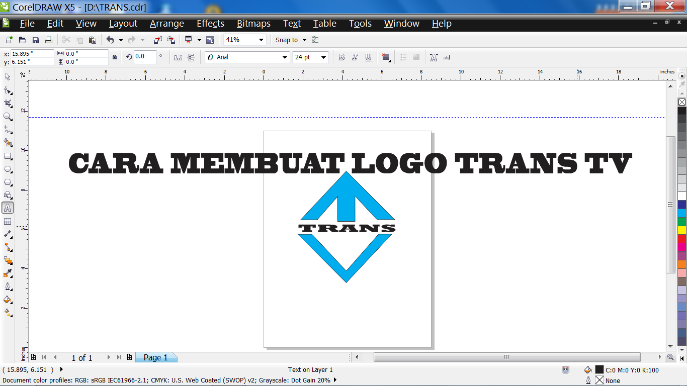 tutorial membuat logo123: tutorial membuat logo trans tv