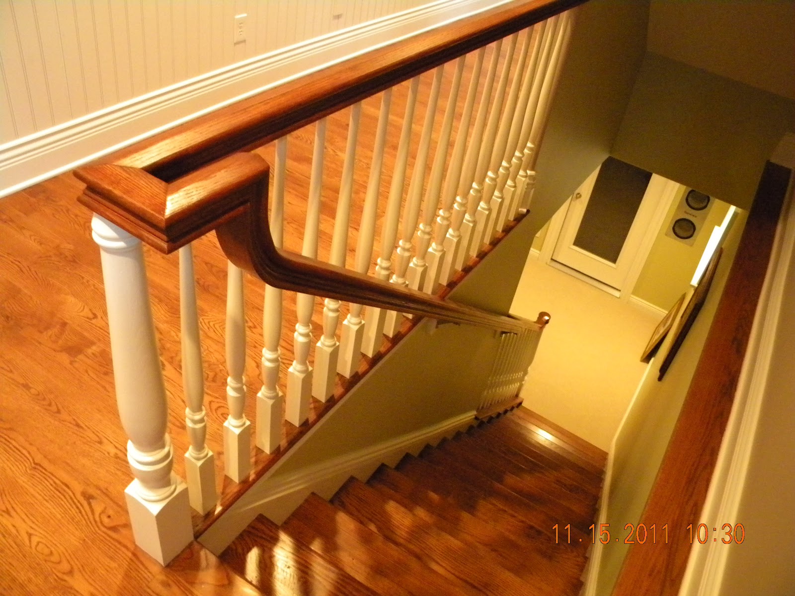 Wood Stairs and Rails and Iron Balusters: Wood Handrail Post Stair in ...