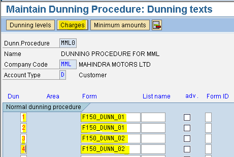 SAP - FICO MODULE LEARNING: Define Dunning Procedures