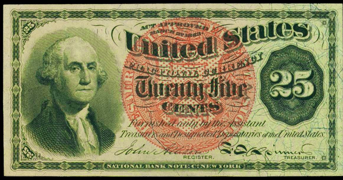 Fractional Currency 25 Cents Washington note 1863 Fourth Issue|World ...