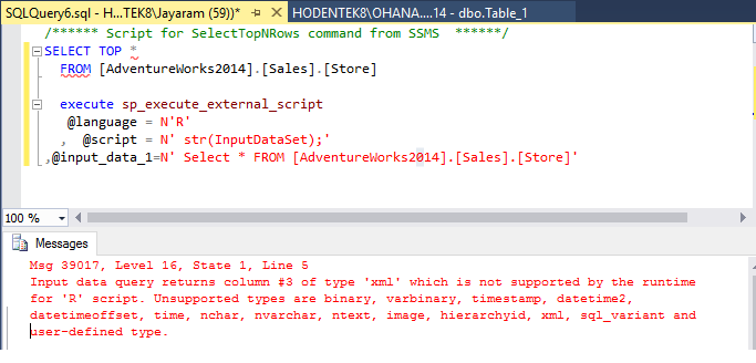 HodentekMSSS: Querying a SQL Server Database in SSMS 2016 using R - 1
