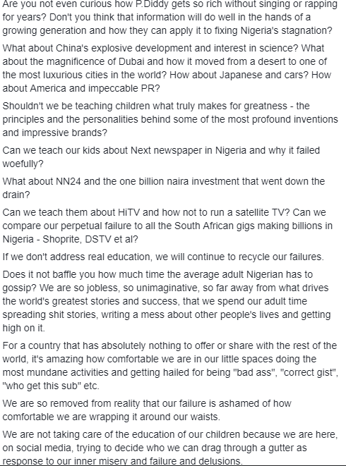 Facebook Post: Joy Isi Bewaji Shreds Nigerian Education System And ...