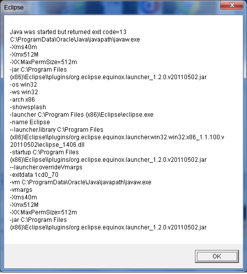 Ini baru Programmer : Java was Started but returned exit code = 13