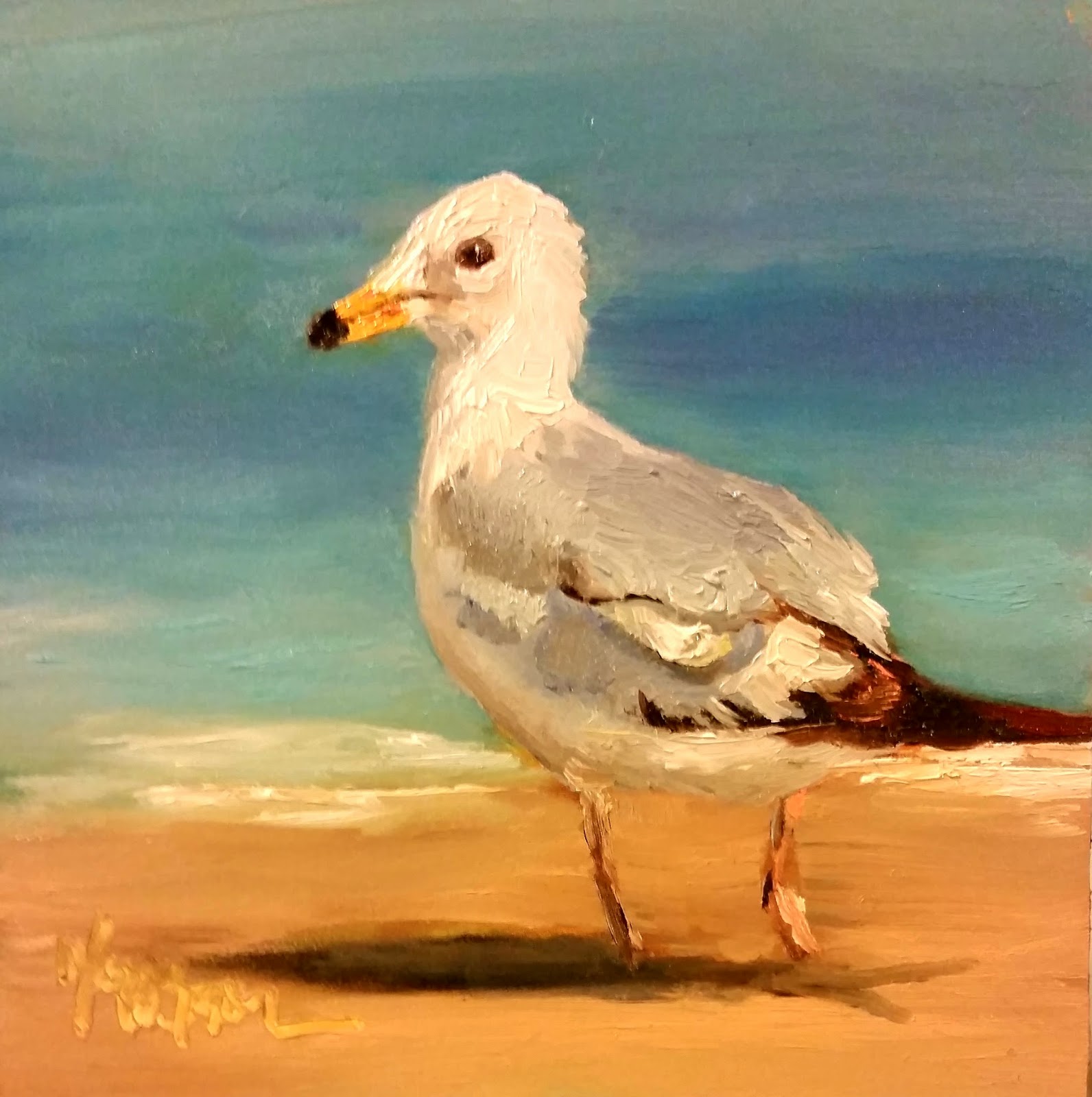 DAILY PAINTERS MARKETPLACE: Norma Wilson Original Oil Sea Gull Shore ...