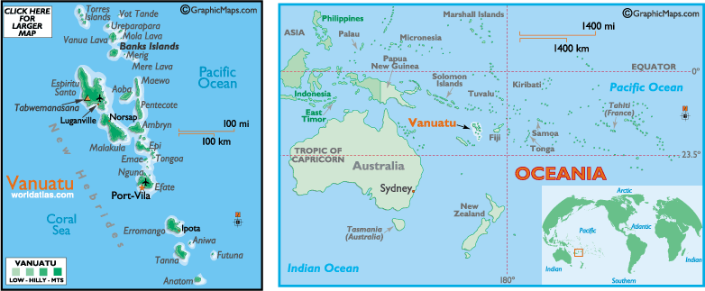 VANUATU - GEOGRAPHICAL MAPS OF VANUATU