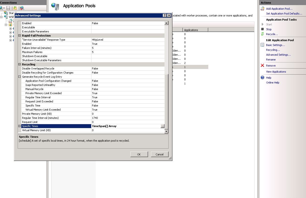 Scheduling Application Pool Recycles in Windows Server 2008 and 2012