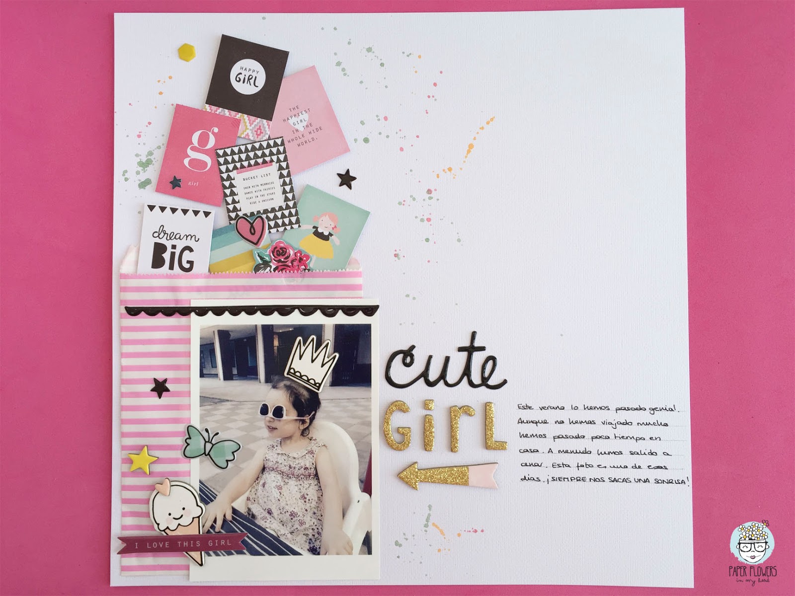 Un layout con cuatro cosas - Paper flowers in my head