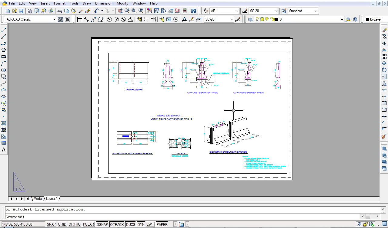 KYF BLOG's: DETAIL CONCRETE BARRIER (AutoCad)
