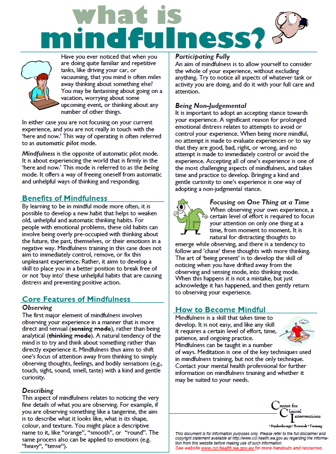 Mindfulness: Mindfulness Exercise Script