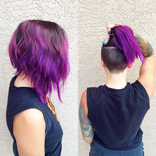 Short Purple Hair with Undercut