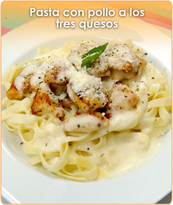 RECETAS FÁCILES CON FABY: PASTA CON POLLO A LOS 3 QUESOS