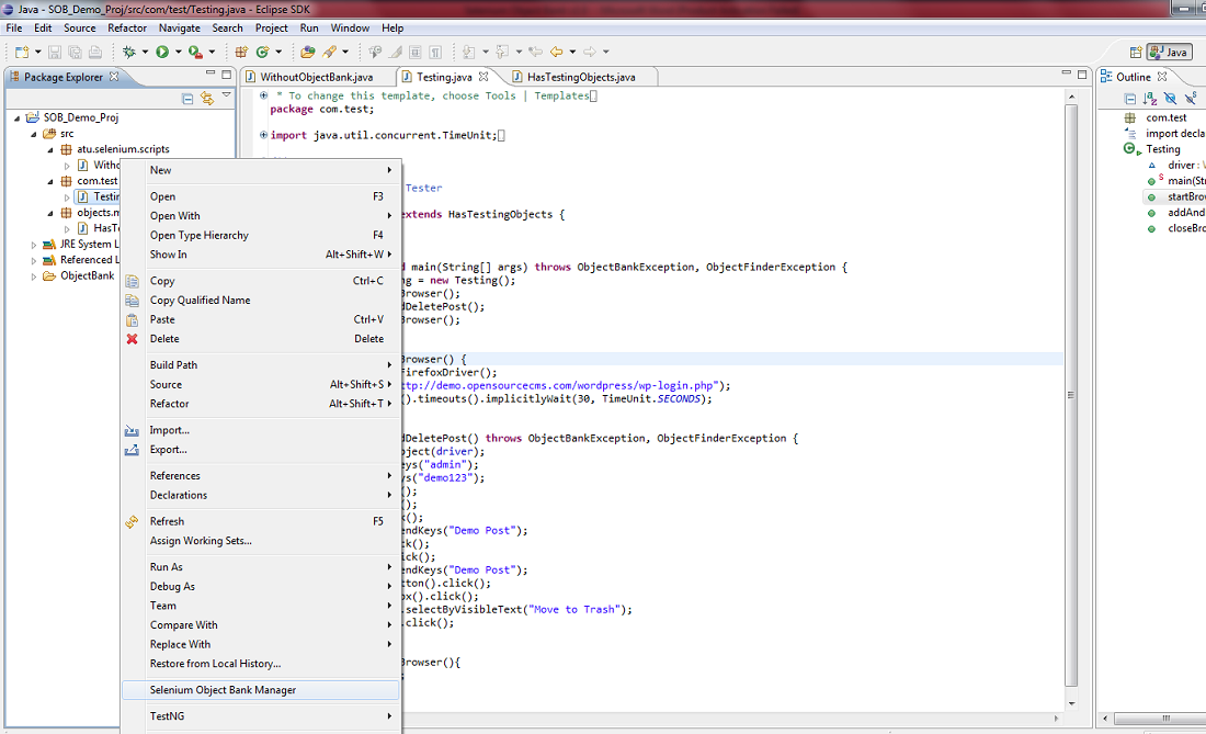 Automation Testing Utilities Selenium Object Bank