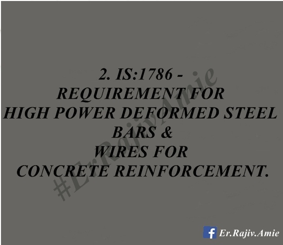 LIST OF IS CODES ON REINFORCEMENT - Er Rajiv Amie