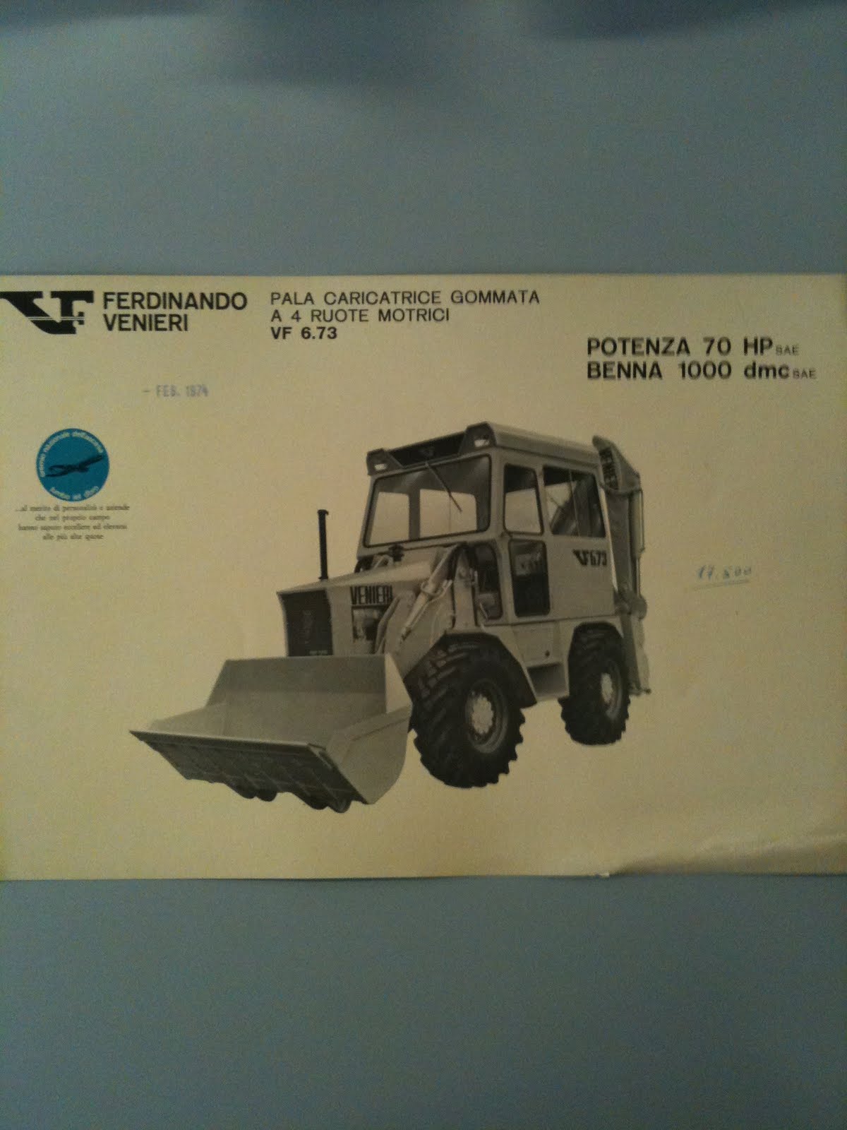 Earthmoving Machinery Sales Brochures: Venieri Wheel Loader VF 6.73 #268