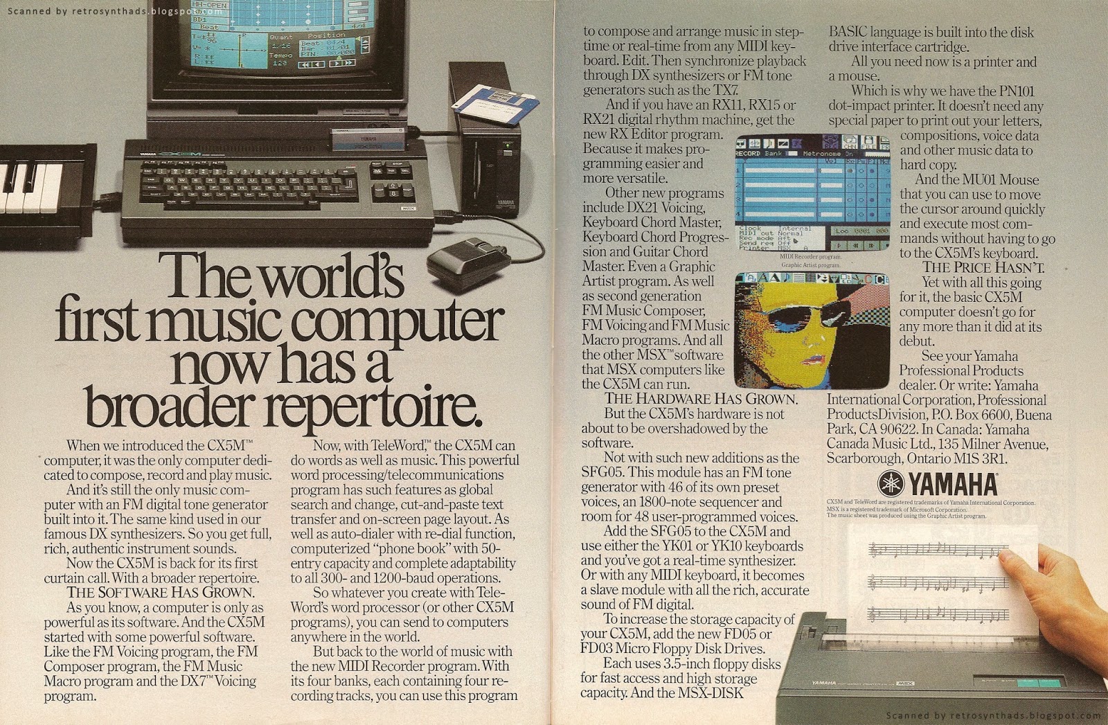 Retro Synth Ads: Yamaha CX5M music computer "The world's first music ...