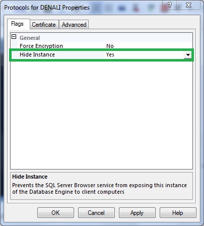 Click on "Apply" and "OK" Now re-start the SQL Server Service for this Instance and you are done ...