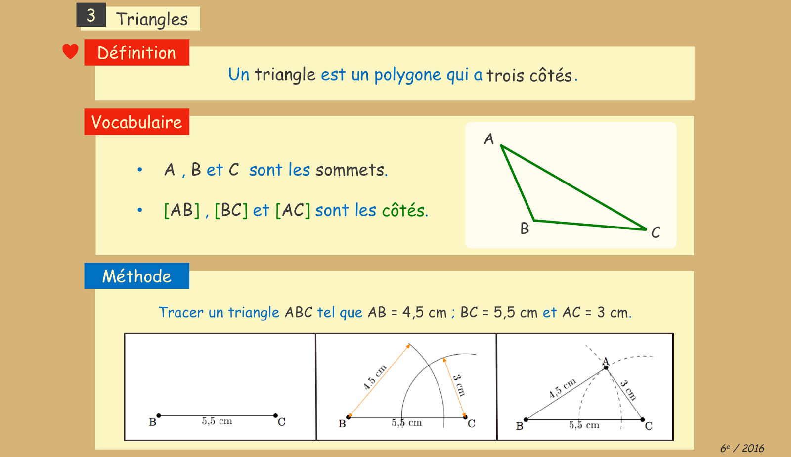 Cours de Maths / 6e 2016: CH 4 - Cercle, triangles et médiatrice