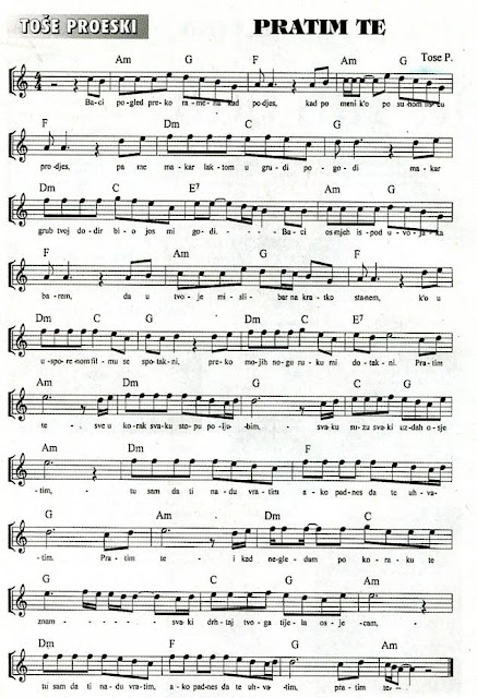 NOTE | DOMACE I STRANE: TOSE PROESKI PRATIM TE AKORDI NOTE