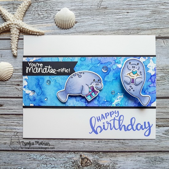 Newton's Nook Designs: Manatee-rific Birthday Card by Zsofia Molnar