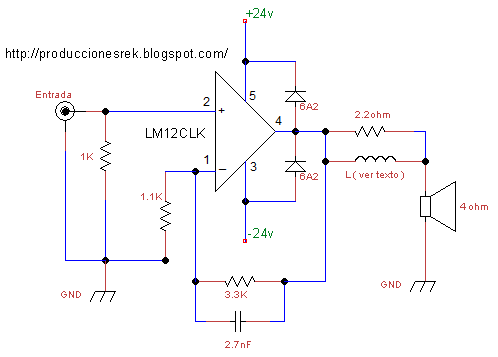 Producciones Rek, Diagramas y Electronica: Amplificador 100W con LM12