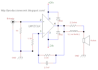 Producciones Rek, Diagramas y Electronica: Amplificador 100W con LM12