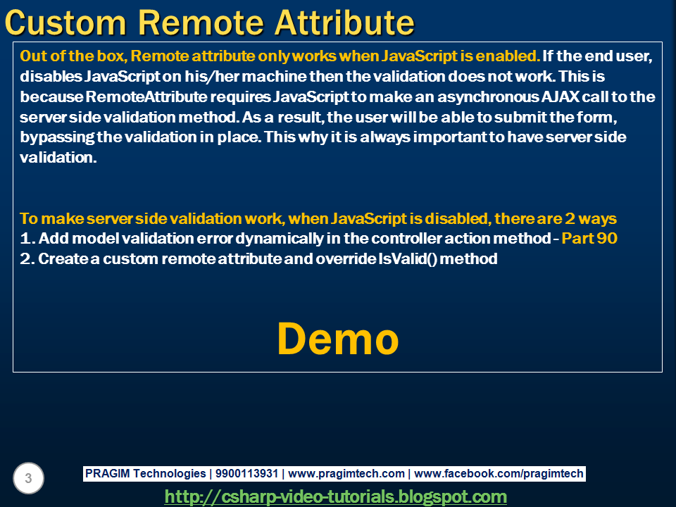 Sql Server Net And C Video Tutorial Part 91 Create A Custom Remote Attribute And Override