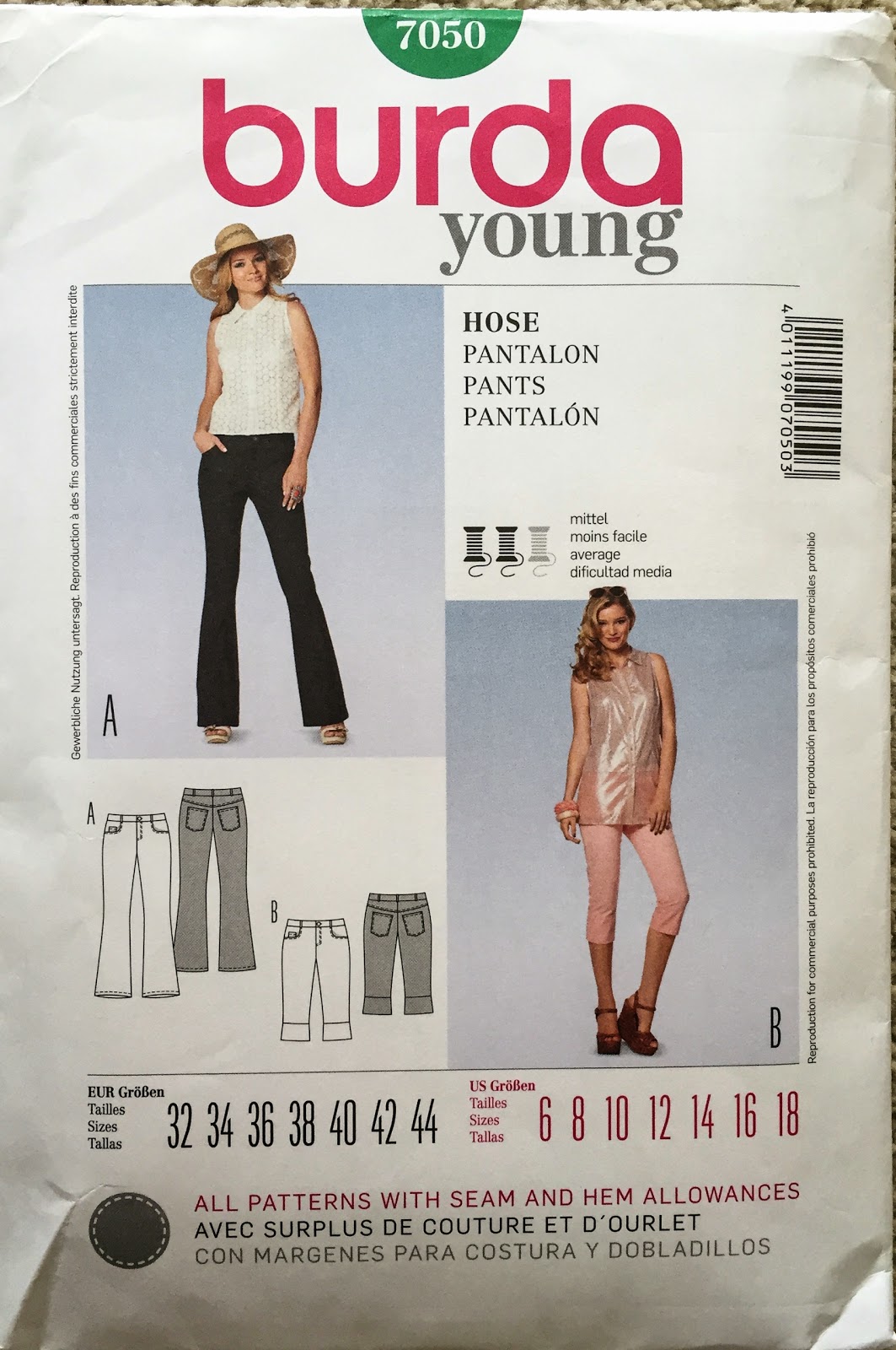 Lazy Sewnday: BURDA YOUNG PANTS (JEANS)7050