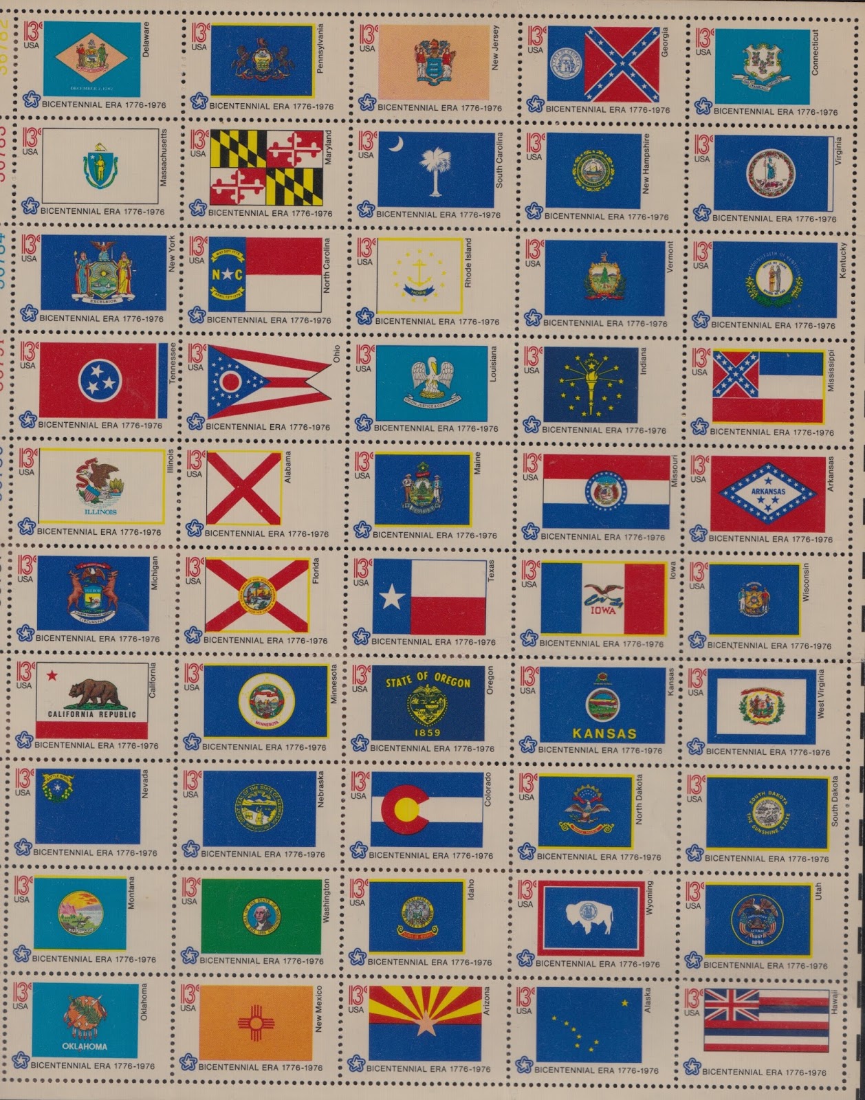 stamp: USA - Bicentennial State Flag 1976