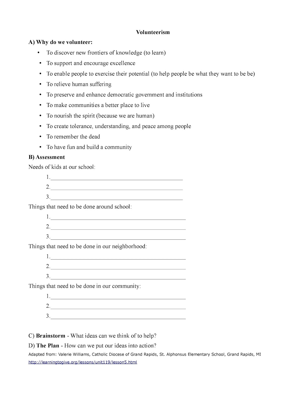 ++Assessment as part of the instructional cycle: Volunteerism and ...