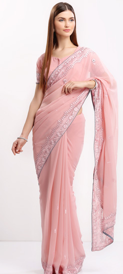 Beautiful Light Pink Saree with Stitched Blouse - Diya Online - Deals ...
